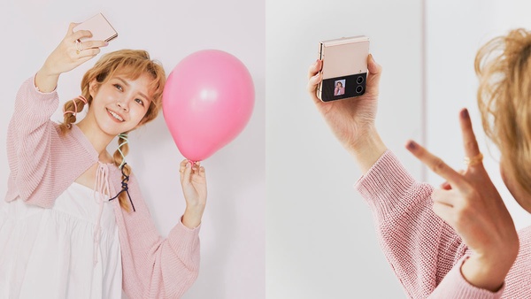 GINNY居妮同款三星粉色摺疊機！直播、Vlog不用腳架也能拍，多角度拍出韓系時髦OOTD