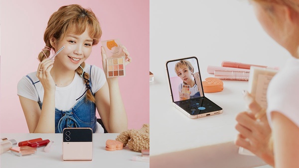 GINNY居妮同款三星粉色摺疊機！直播、Vlog不用腳架也能拍，多角度拍出韓系時髦OOTD